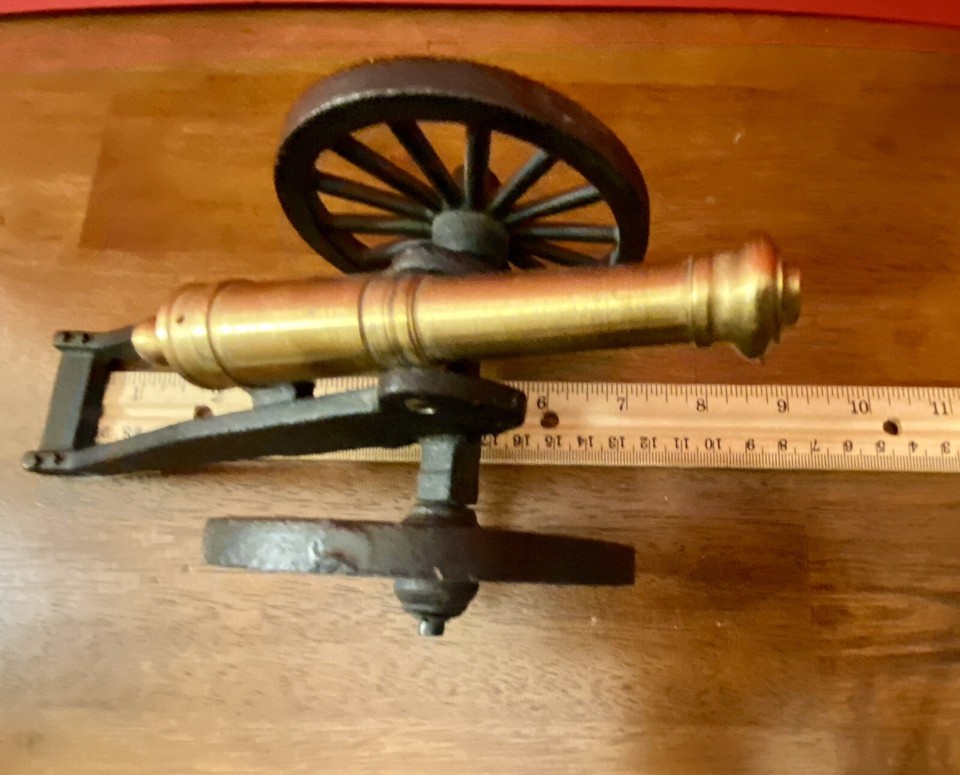 Vintage Antique Solid Brass and Cast Iron Miniature Cannon Construction ...