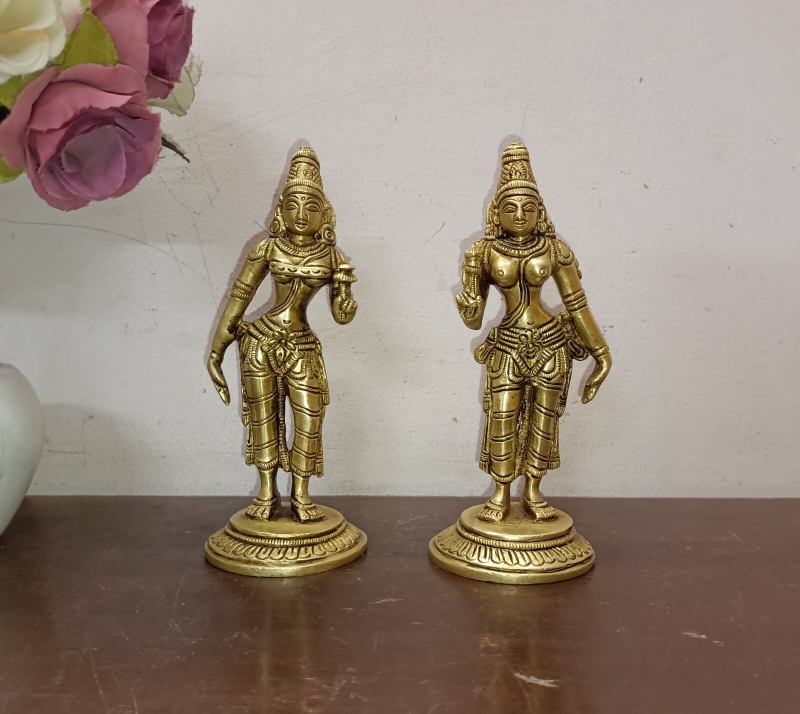 Devi Rukmini and Subhadra Statue Brass Religious Goddess Home Statuary ...