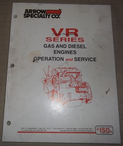 ARROW SPECIALTY CO. VR SERIES ENGINE OPERATION & SERVICE SHOP REPAIR ...