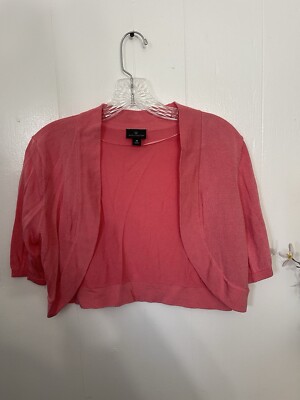 Worthington M Pink Coral Shrug Short Sleeve Cotton Rayon EUC LKN | eBay