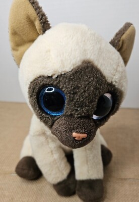 Ty Jaden Velvety Siamese Cat Plush Stuffed Animal Big Blue Glittery ...
