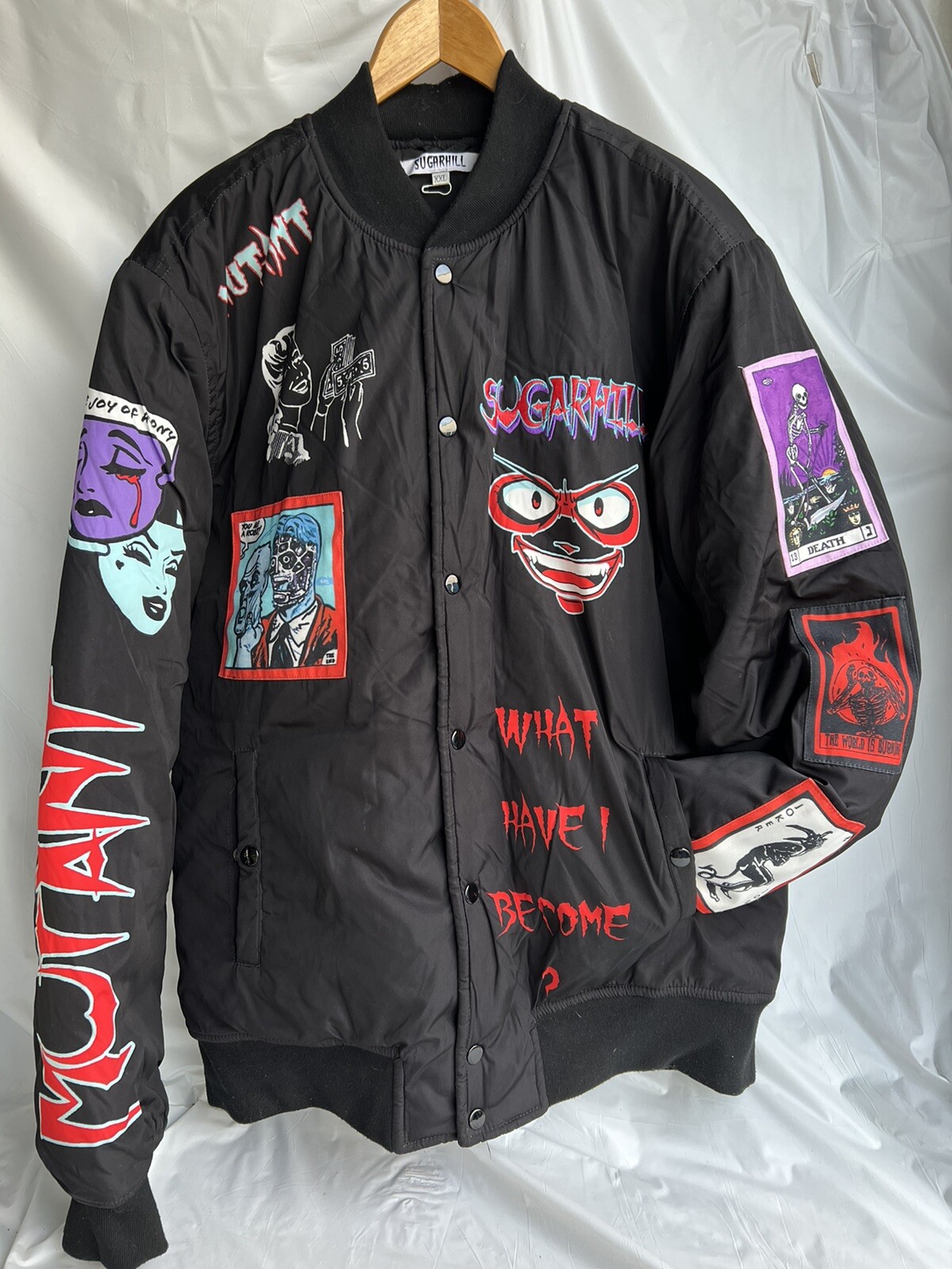 SUGARHILL MAN’S BLACK MUTANT BOMBER JACKET, Sz 2XL - Gem
