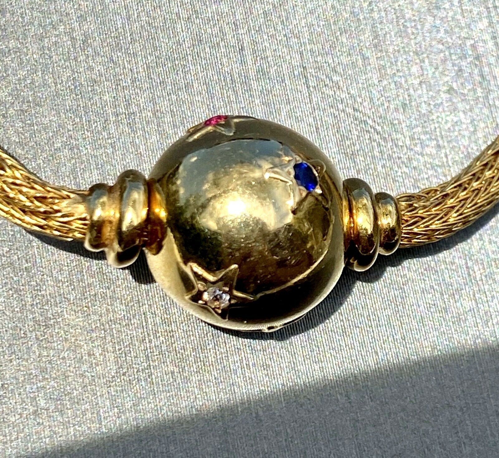 Vintage Diamond Necklace Celestial Ruby Sapphire Star Estate Jewelry ...