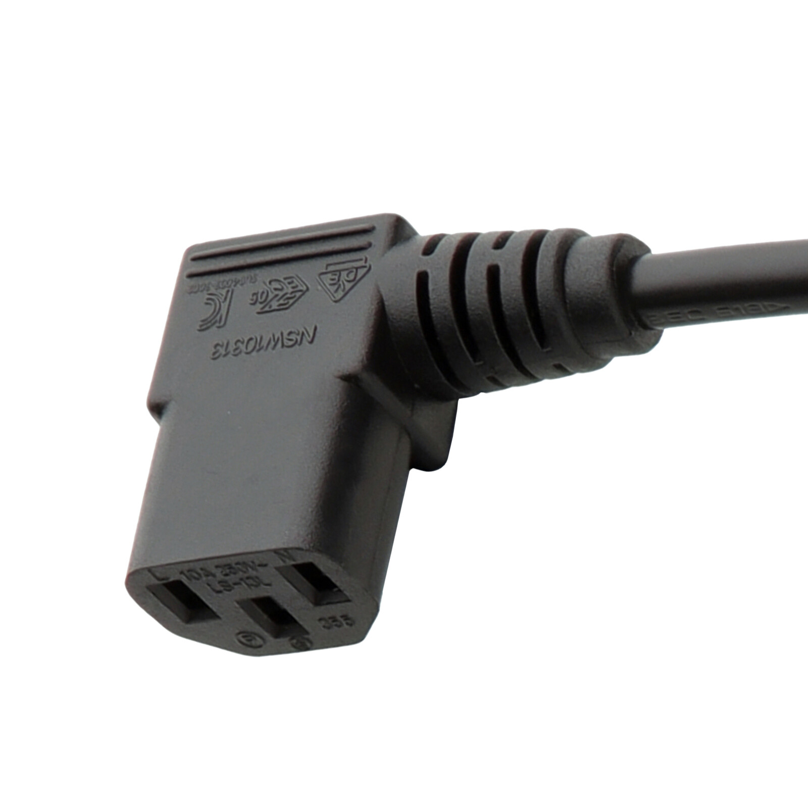 IEC Right Angle (L) Power Extension C14 to C13 Cable 0.25m/0.5m/1m/2m ...