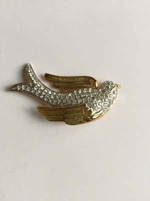 NOLAN MILLER GOLD TONE AND CLEAR CRYSTAL DOVE PIN | eBay