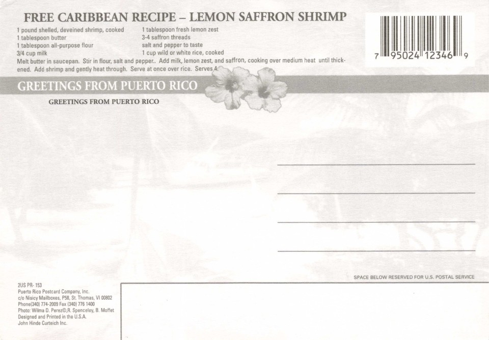 Postcard Puerto Rico Coquí Frog La Coca Falls Impatiens Flowers Shrimp ...