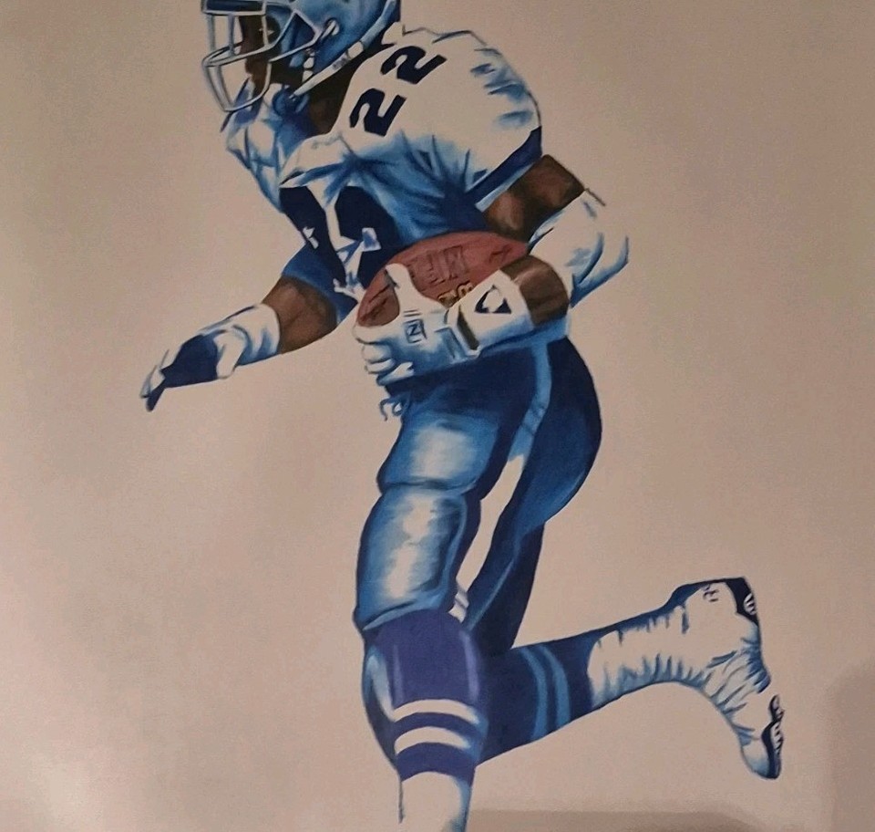 Dallas Cowboys Emmitt Smith Art Work Original Drawing AP Signed 1/1 ...