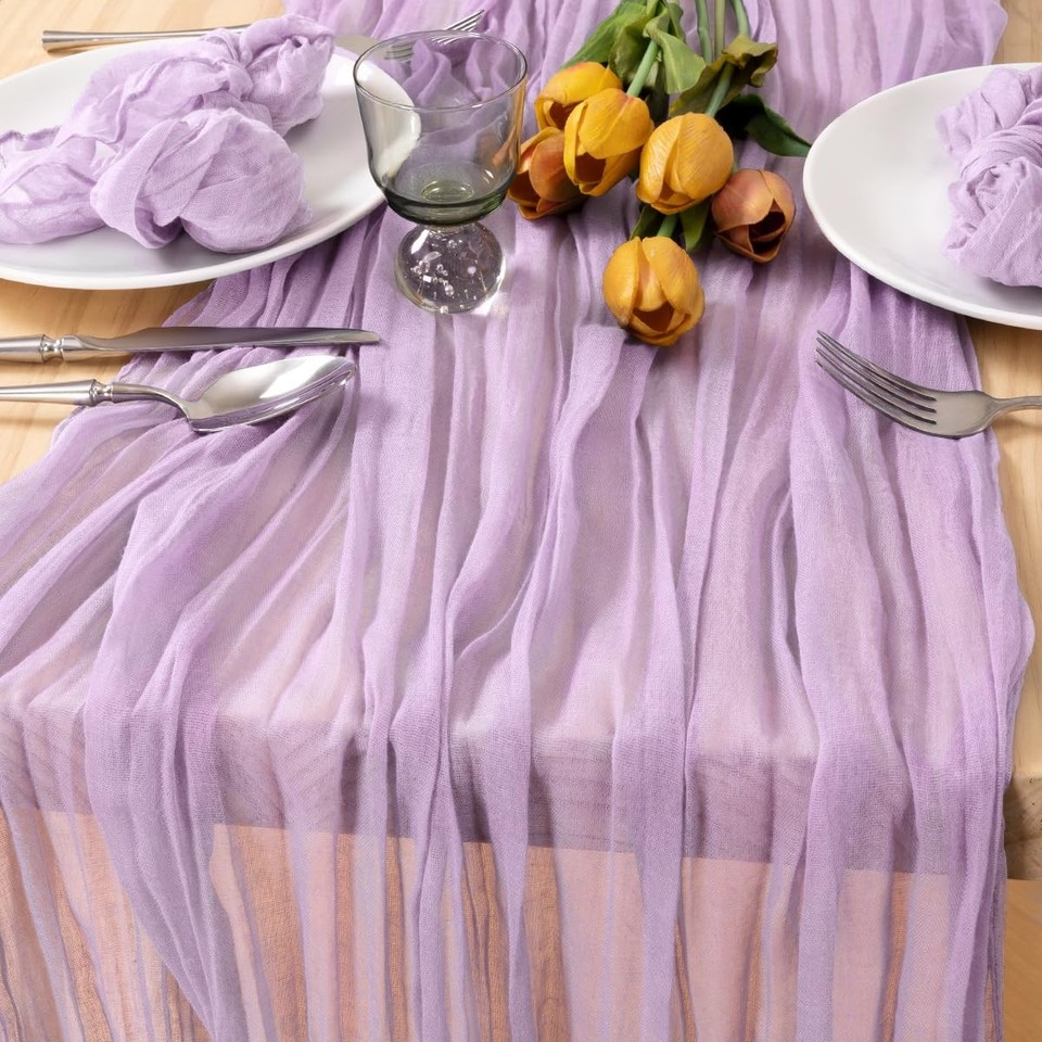 8 Pack Lilac Purple Table Runner 10ft Rustic Lavender Cheesecloth Table ...