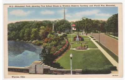 Monument Park Warren Ohio linen postcard | eBay