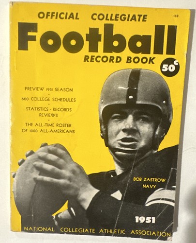 1951 Official Collegiate Football Record Book Bob Zastrow, Navy FAIR | eBay