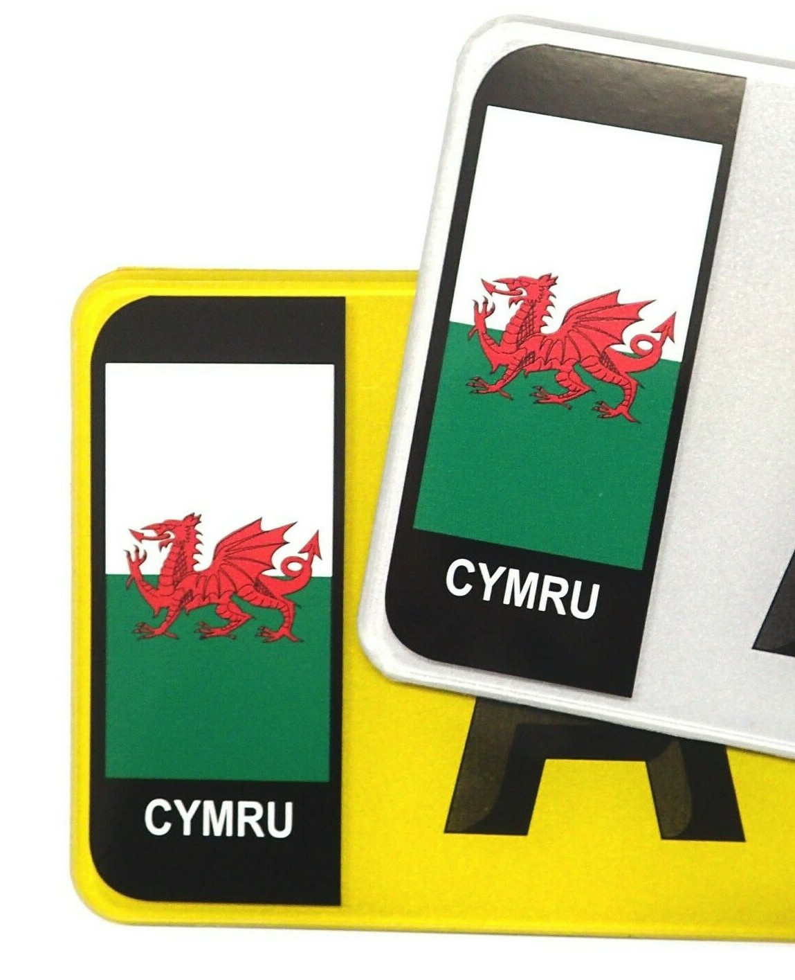 Pair Of WELSH Wales CYMRU Flag Number Plate Badge Vinyl Stickers decal ...