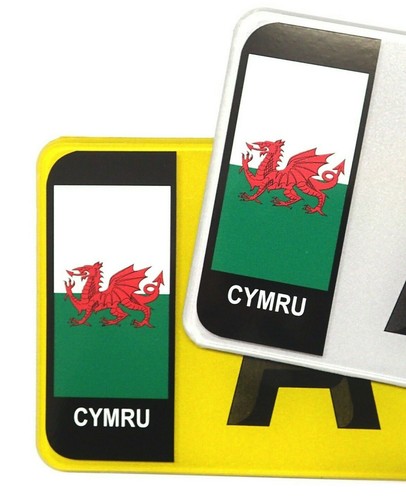 Pair Of WELSH Wales CYMRU Flag Number Plate Badge Vinyl Stickers decal ...