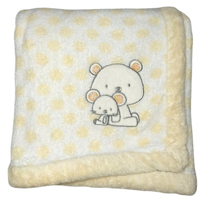 Absorba Baby Yellow White Polka Dot Bear Mouse Blanket Fleece Lovey htf ...