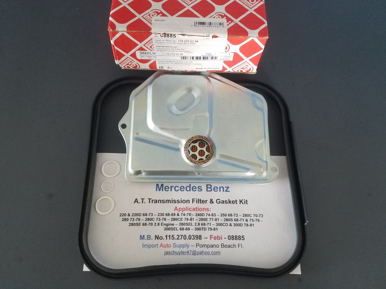 Mercedes Benz Automatic transmission Filter Kit 250 250C 280SE 300D ...