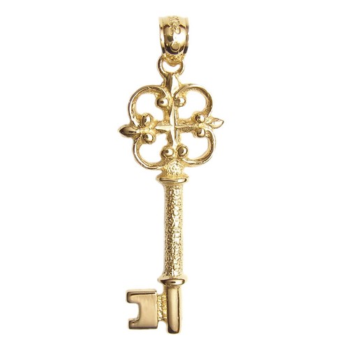 New 14k Yellow Gold Key Pendant | eBay