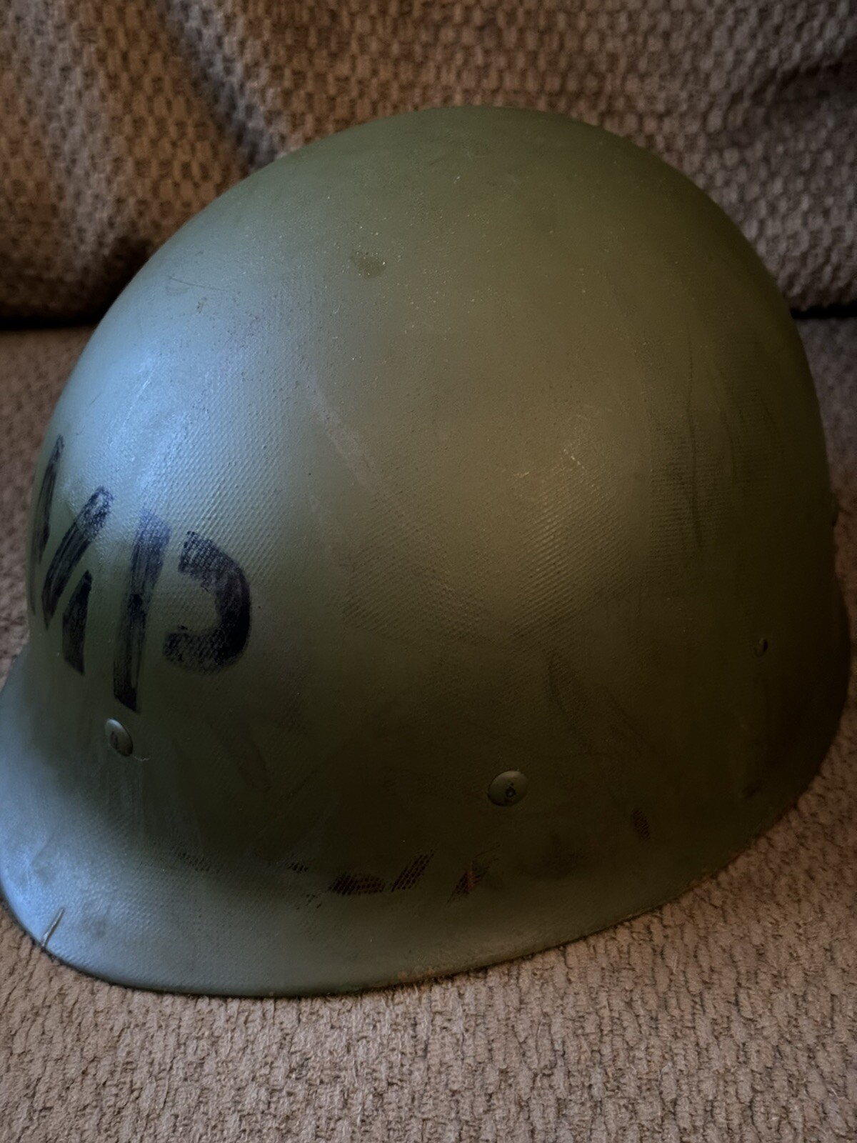 Vintage Vietnam Era MP Military Police Helmet And Liner DMZ Unit 8 Army ...