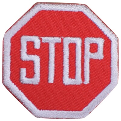 Stop Sign Applique Patch - Road Car Street Sign Embroidered Badge 1.5 ...