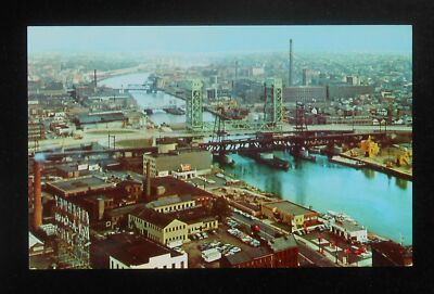 1950s Birdseye Passaic River with Stickel Bridge Gas Station Old Cars ...