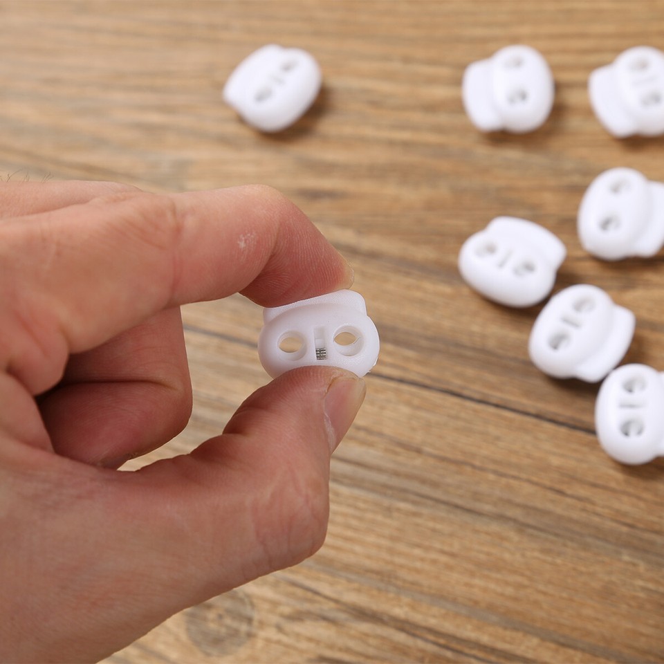 50Pcs Round Toggle 2-Holes Spring Loaded Elastic Drawstring Rope Cord ...