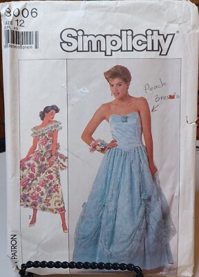 8006 Simplicity SEWING Pattern CUT misses 12 boho fancy dress gown prom ...