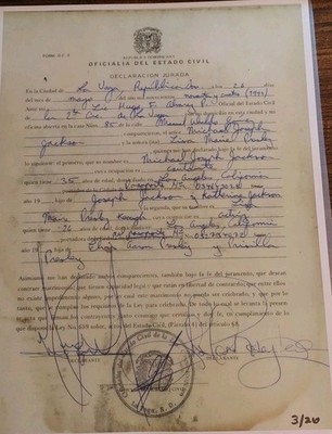 Michael Jackson Lisa Marie Presley Marriage Certificate Litho w ...