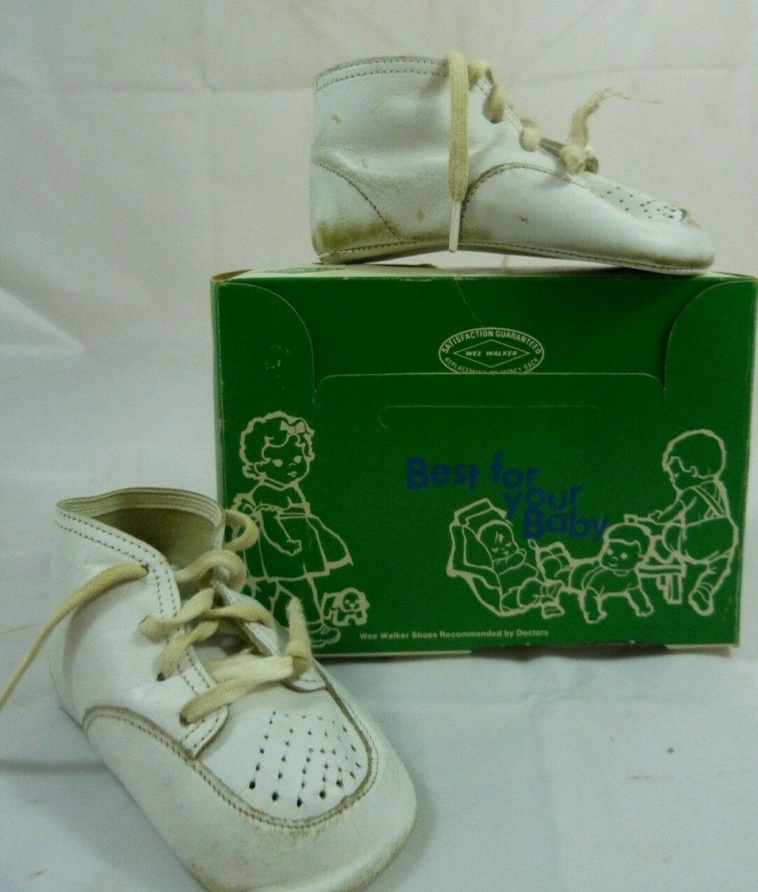 Vintage WEE WALKER Infant Shoe White Soft Sole Baby T… - Gem