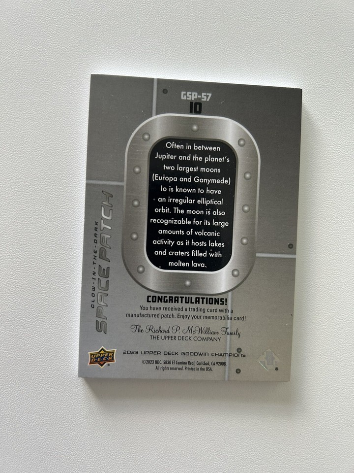 2023 Upper Deck Goodwin Champions Glow In The Dark Space Patch IO Tier ...