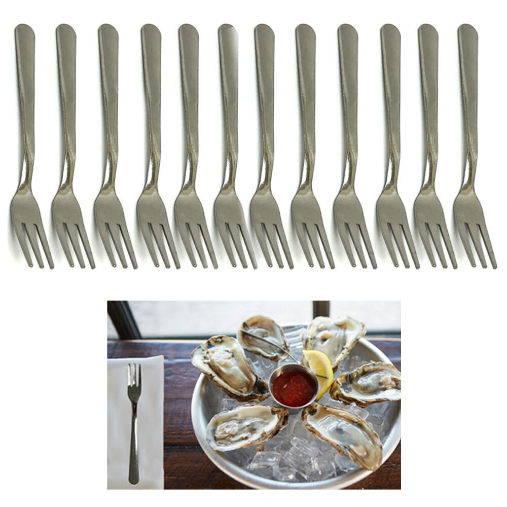 12 Pc 5-5/8" Oyster Forks Stainless Steel Tasting Utensils Seafood Crab Cocktail | eBay
