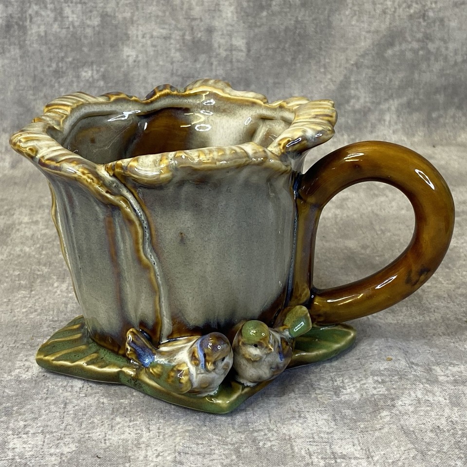 Ceramic Flower Shape Cup Planter With Birds Multicolor Cabbage Leaf | eBay