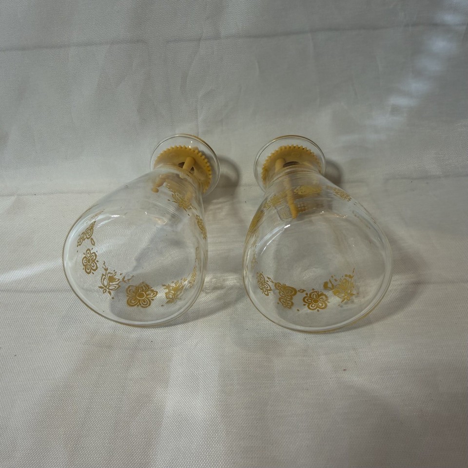 Pyrex Corelle Butterfly Gold Yellow Design Salt & Pepper Shakers Vtg ...