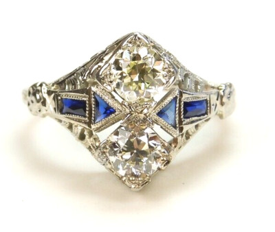 Antique 1920's Diamond Filigree Engagement Ring 17K Size 5.25 UK-K EGL ...