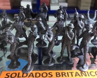 MARX TOYS RECAST 60 MM BRITISH WWII SOLDIERS REISSUE-16 FIGURES- GREY ...