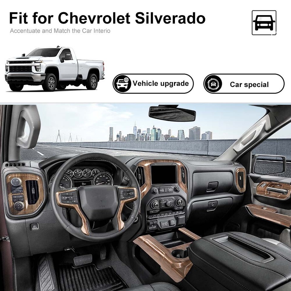 Dash Center Console Interior Trim Cover Kit For Chevy Silverado 19-25 ...