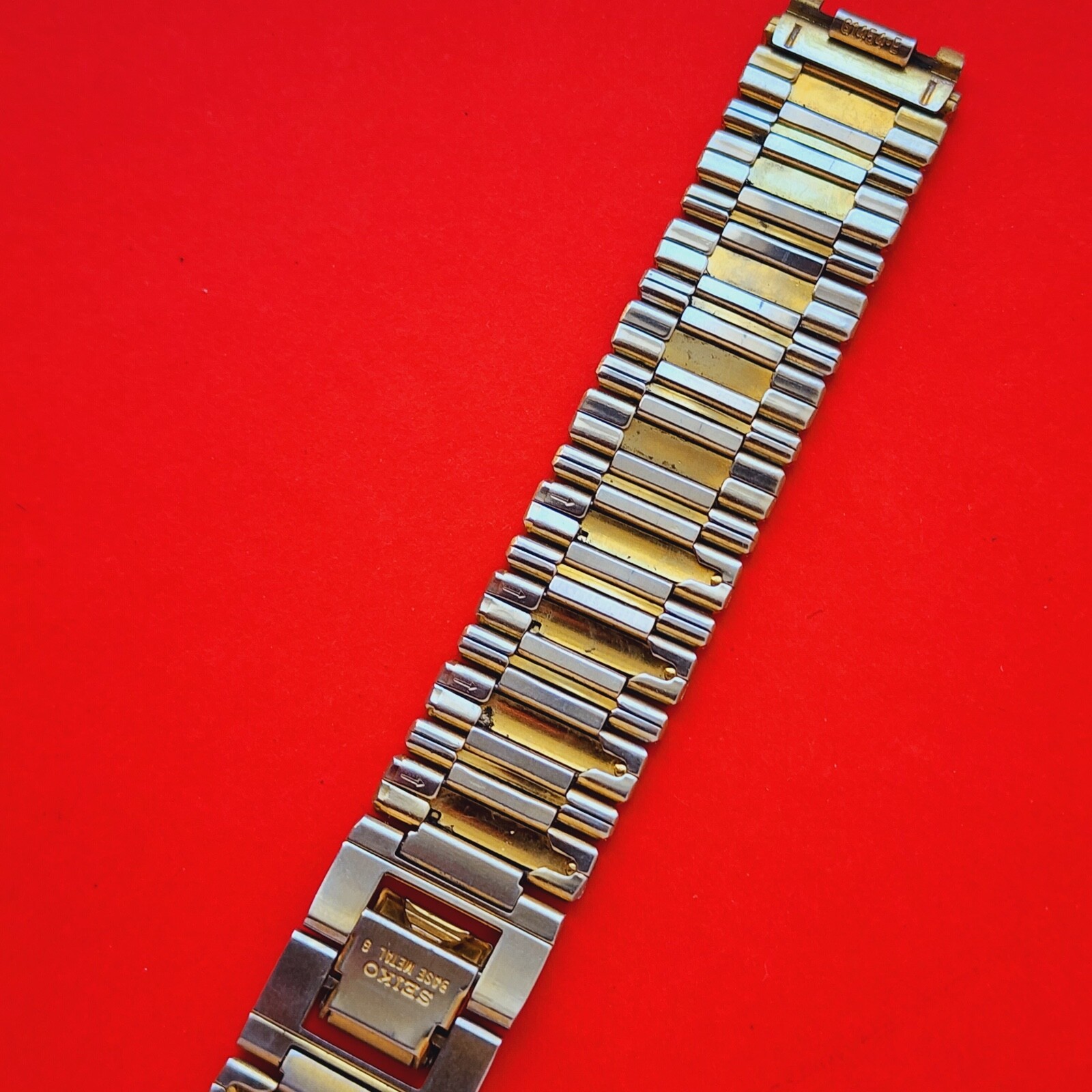Seiko Watch Bracelet 16mm End Links G1454-E Rare Band Gold Colour Clasp ...