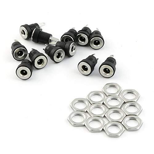 12pcs 2 Pin DC Power Female Jack Socket Panel Mount with Hex Nut,DC ...