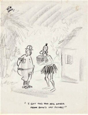 BOB KANE signed - Cartoon daily, Frank Buck film extra African native ...