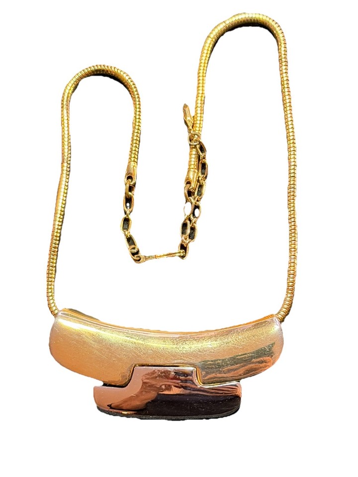 Vintage Lanvin Paris Two Tone Bib Slide Pendant Retro Style Necklace | eBay