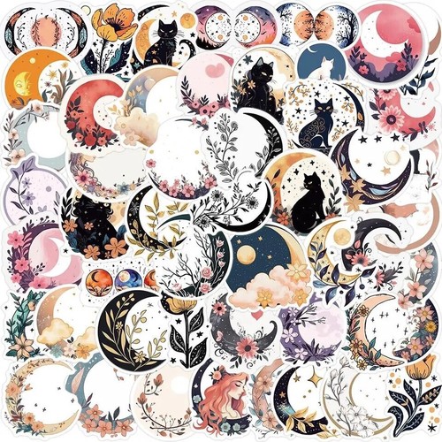 Moon And Stars Stickers 50pk Mixed Different Moons And Stars Celestial ...
