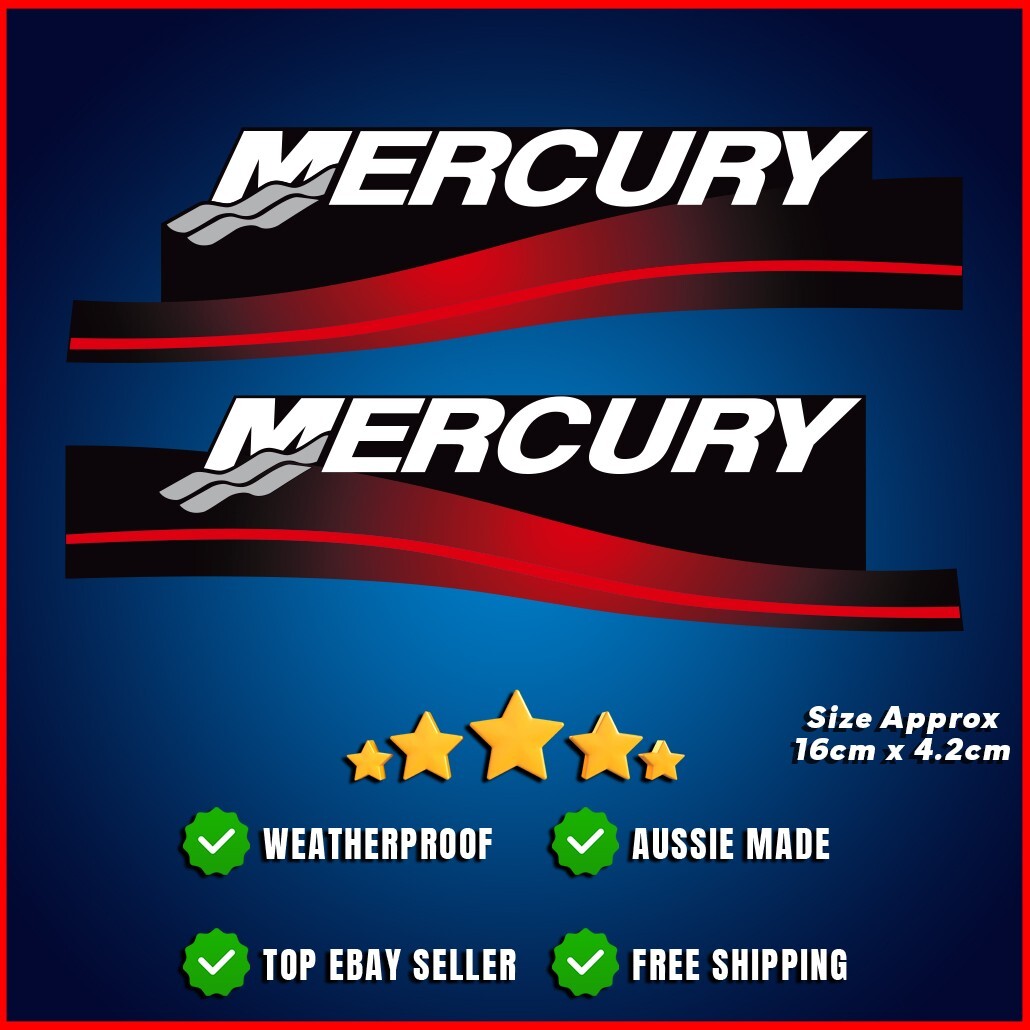 Mercury Outboard Boat Decal Set 2 Vinyl Stickers Suit Laptop Car Ute ...
