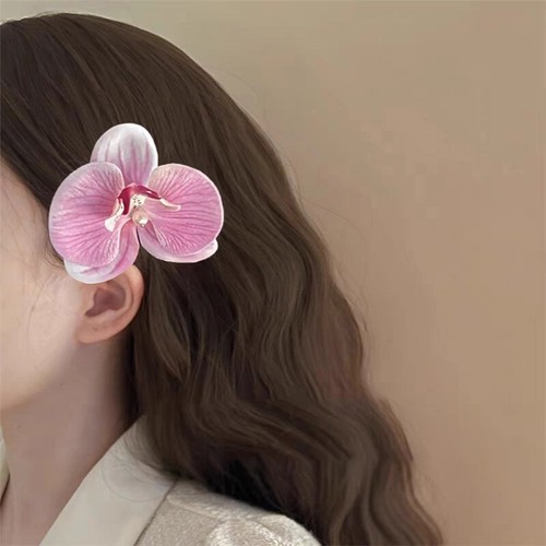 Elegant Floral Orchid Hair Clip For Women Sweet Side Bangs Clip Flower ...