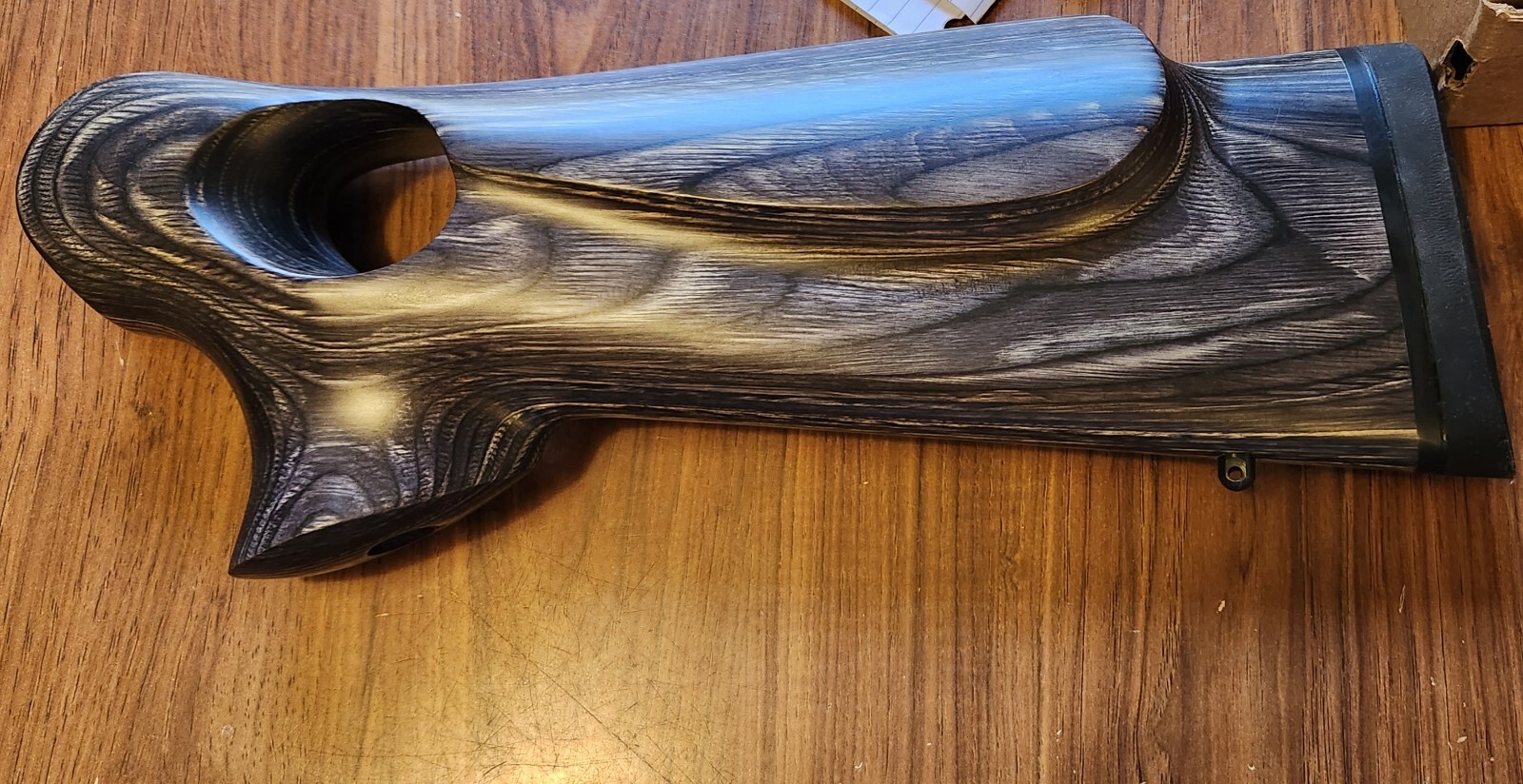 Encore Thompson muzzleloader stock and forearm light gray. left thumb ...