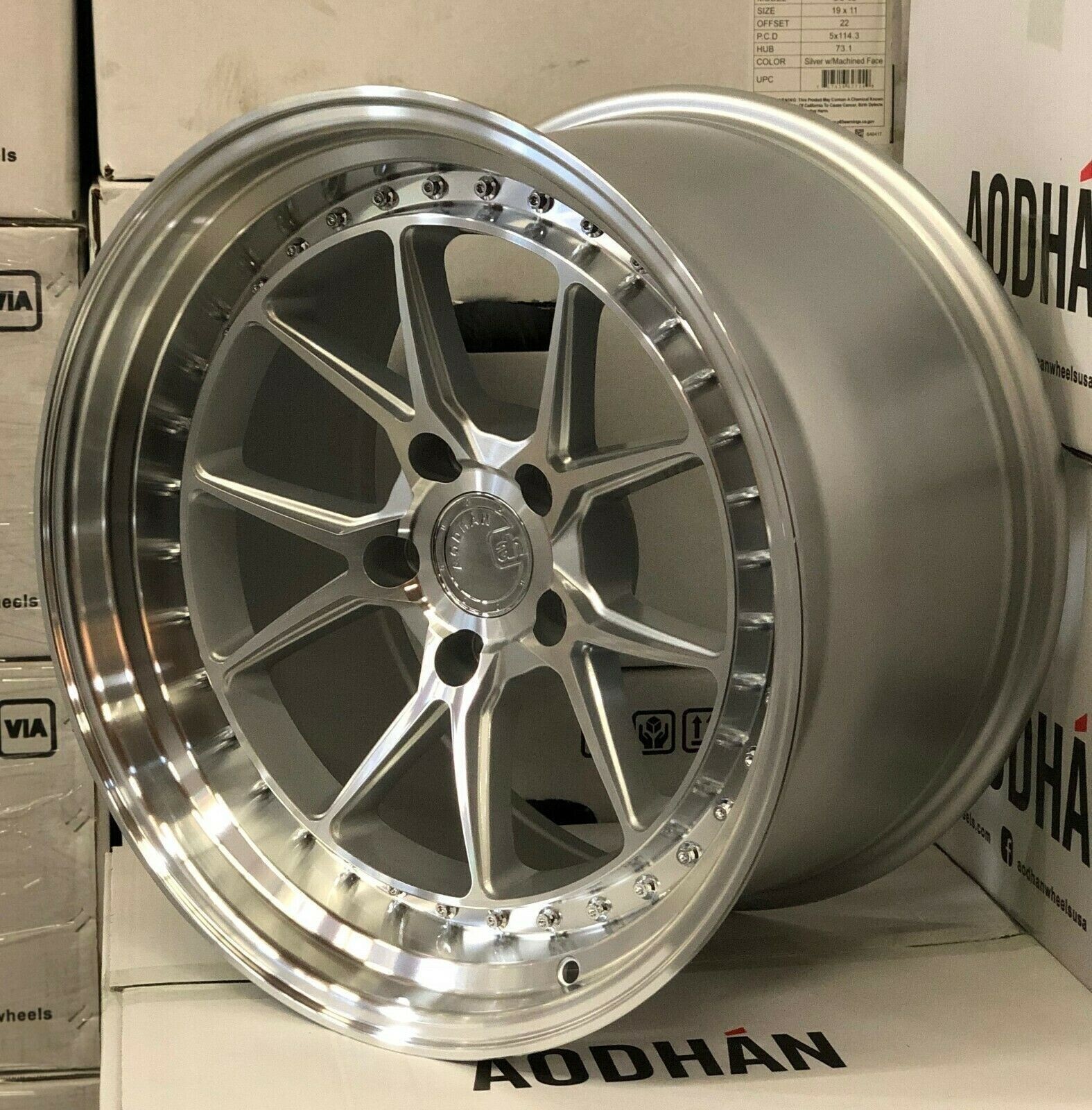 18" Aodhan DS08 Wheels 18x8.5 +35 5x120 Silver Machined Lip Rims Set 4 ...