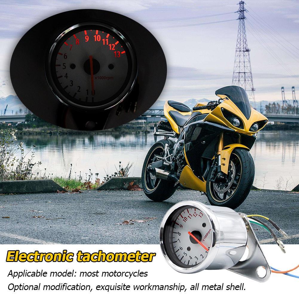 Universal 12V Motorcycle Tachometer 0-13000 RPM Tach Pointer Type Rev ...
