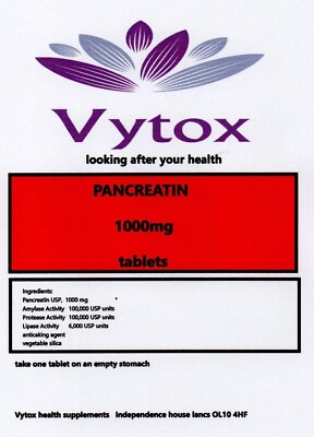Pancreatin (1000MG) Tablets by vytox, Vegetarian | eBay UK