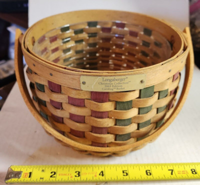 Longaberger Christmas Collection 2003 Caroling Round Basket with Handle ...