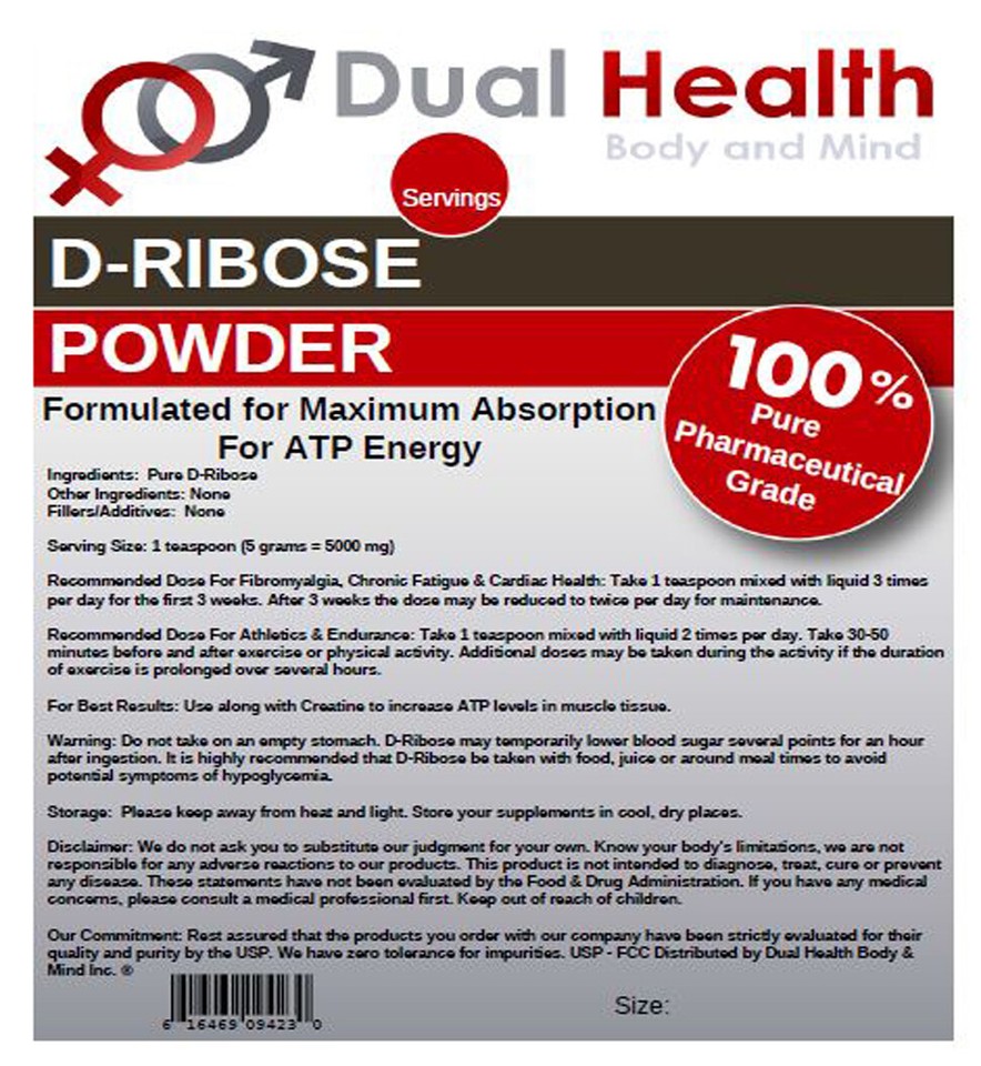 D-Ribose Powder (4 oz) ATP Energy Endurance Muscle Sport Pure ...