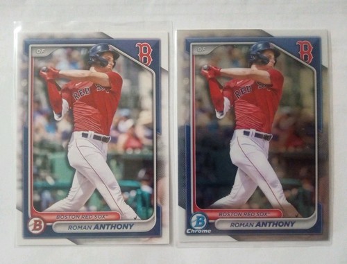 2x Lot Roman Anthony 2024 Bowman Draft Chrome & Paper Rookie Card Lot ...