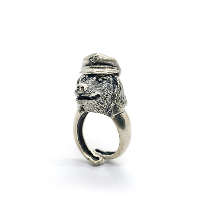 Captain Labrador Retriever dog ring unisex sterling silver biker cat ...