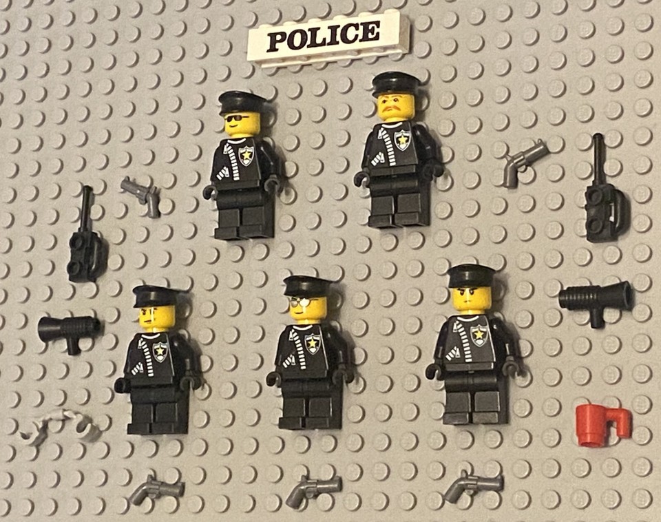 LEGO Police Minifigures Lot 5 Policemen Town City First Responders Guys ...