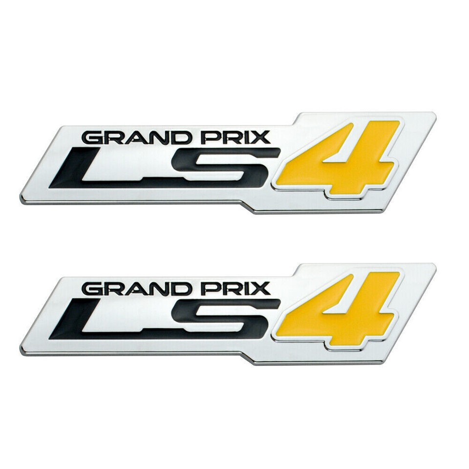 LS4 GRAND PRIX Emblem 3D Car Badge for GM ZR1 Silverado Chrome Yellow ...